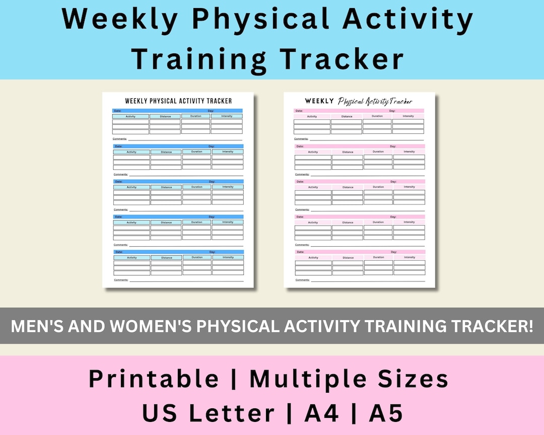 Weekly Physical Activity Tracker Printable, Physical Activity Log ...