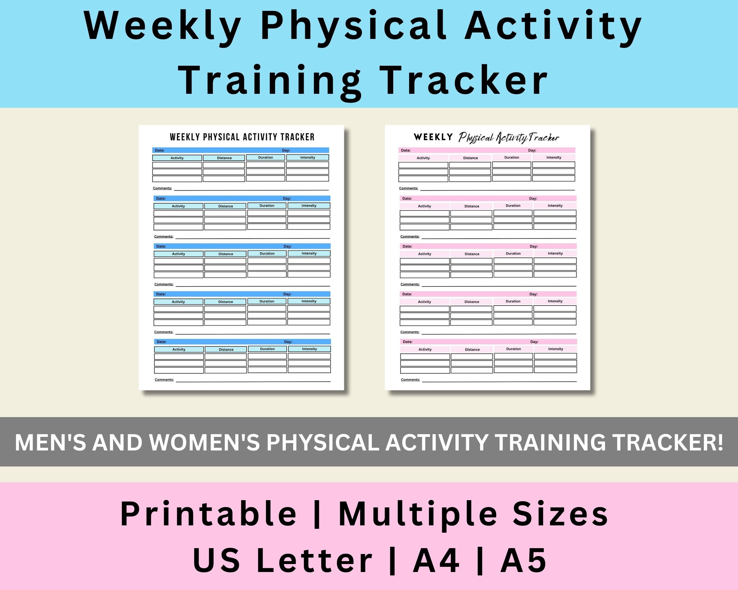 Weekly Physical Activity Tracker Printable, Physical Activity Log ...