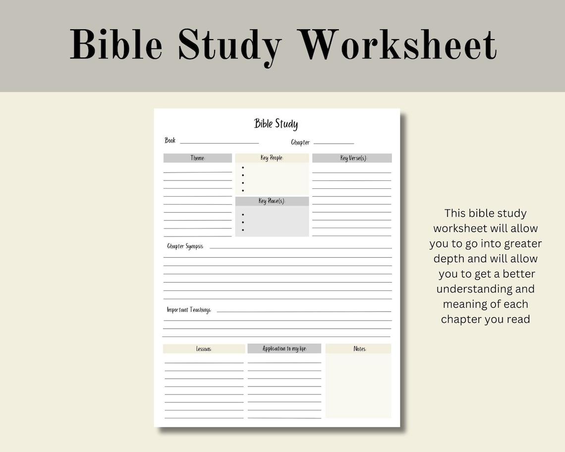 Bible Study Worksheet, Bible Study Printable, Digital Bible Study ...