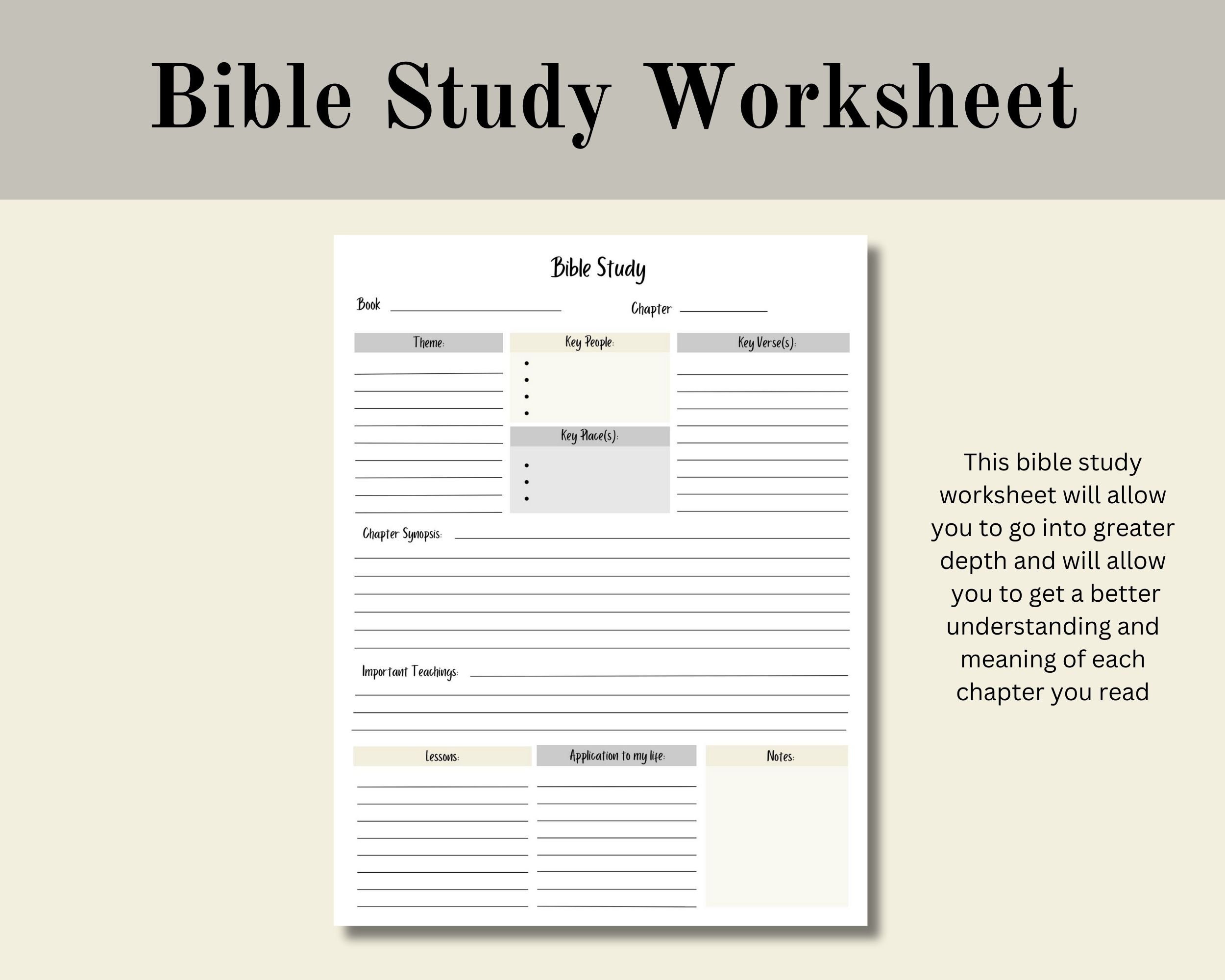 Bible Study Worksheet, Bible Study Printable, Digital Bible Study ...