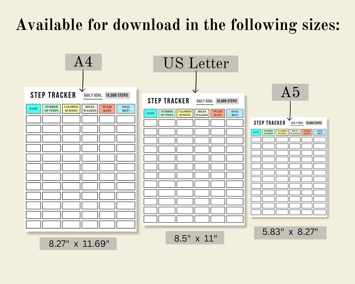 Step Tracker Printable Daily Step Log Printable Workout - Etsy