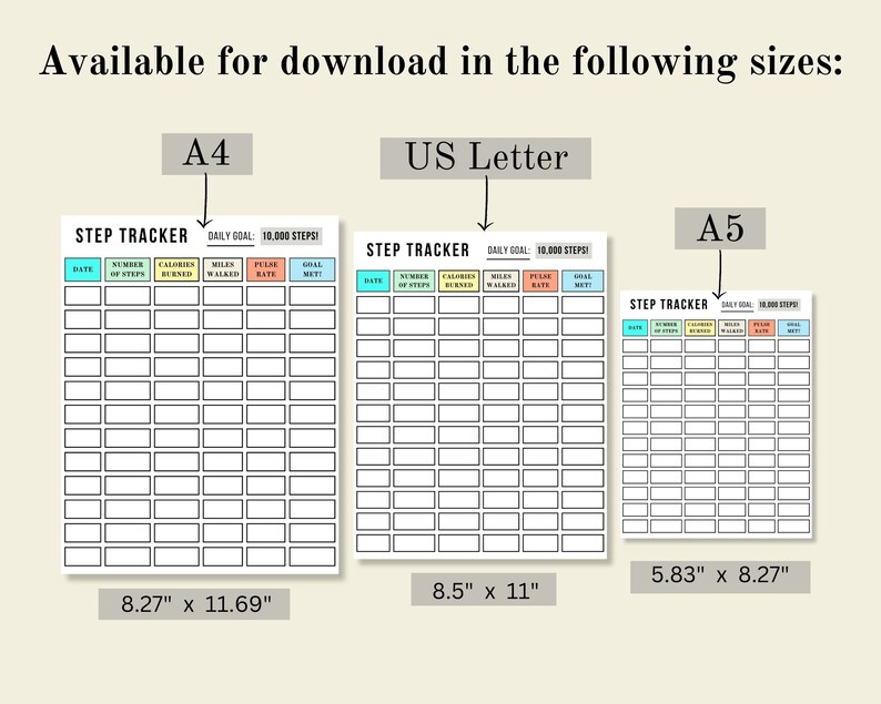 Step Tracker Printable, Daily Step Log, Step Tracker, Step Fitness ...