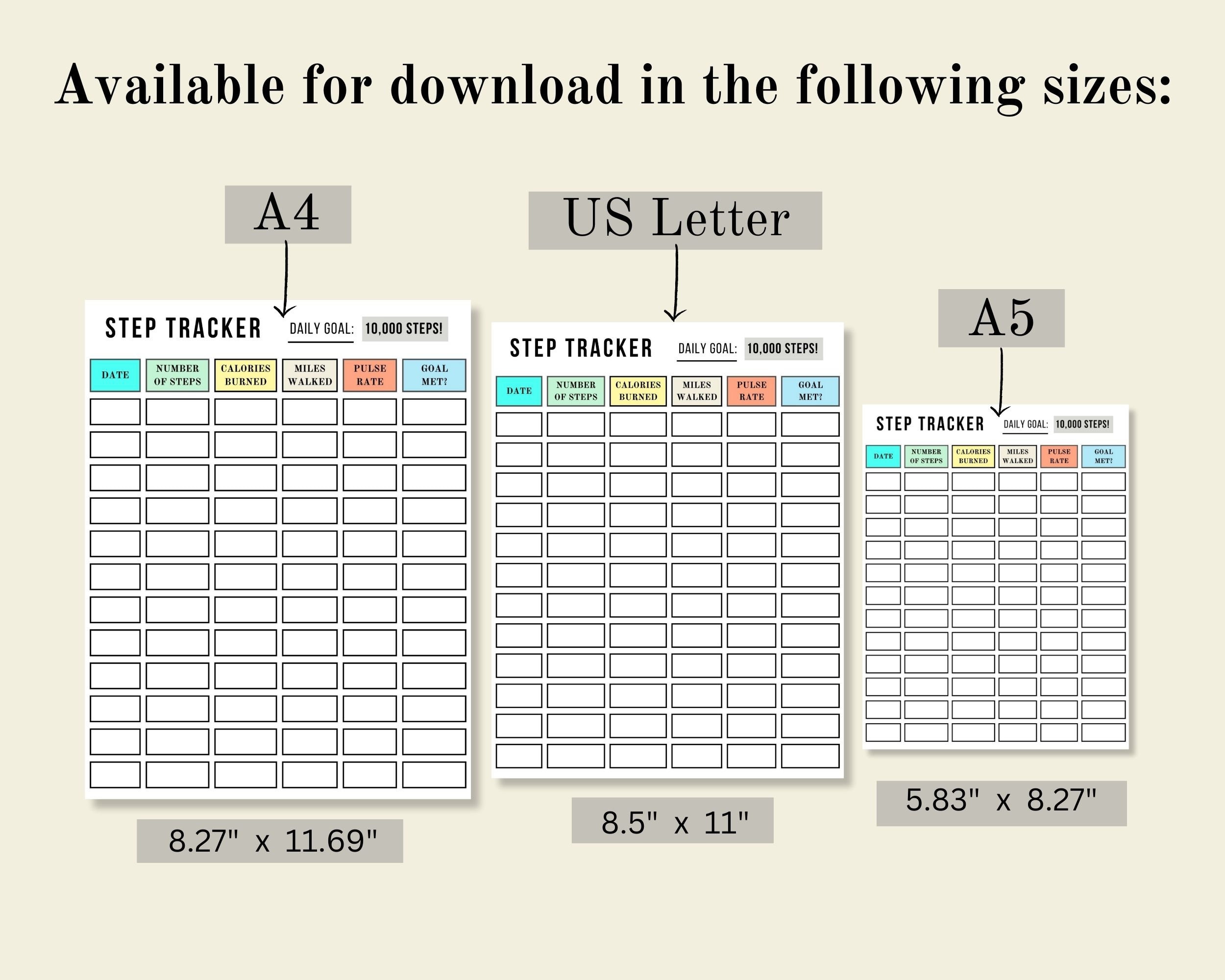 Step Tracker Printable, Daily Step Log, Step Tracker, Step Fitness ...