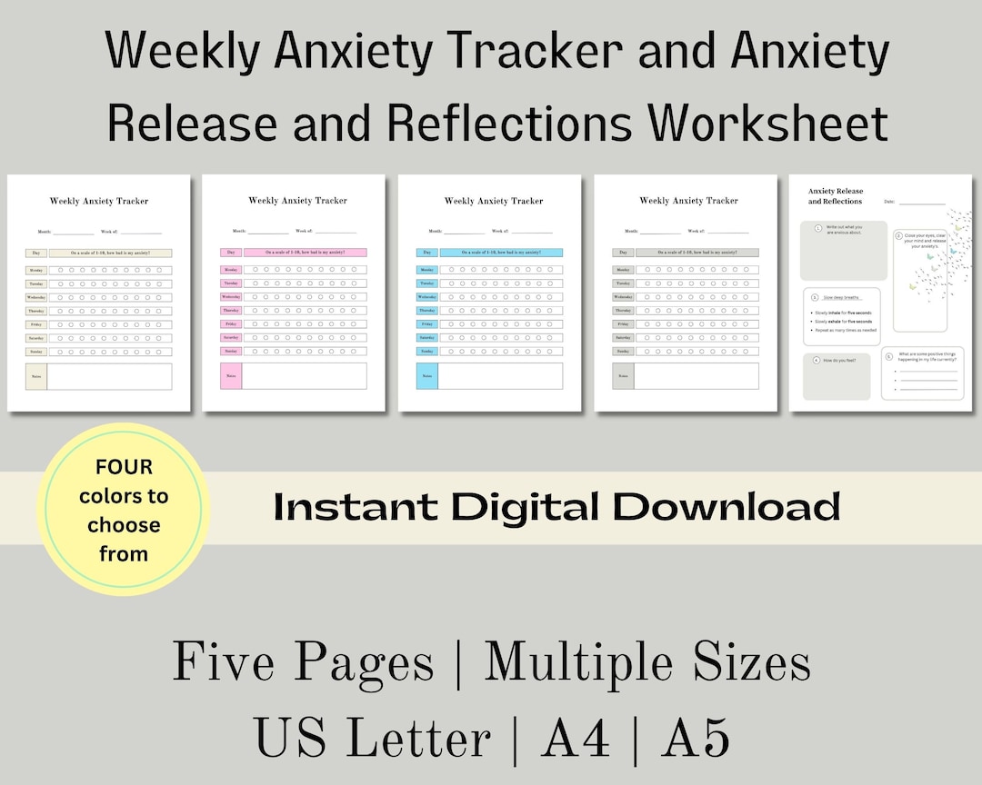 Printable Anxiety Tracker, Anxiety Log, Anxiety Journal, Weekly Anxiety ...