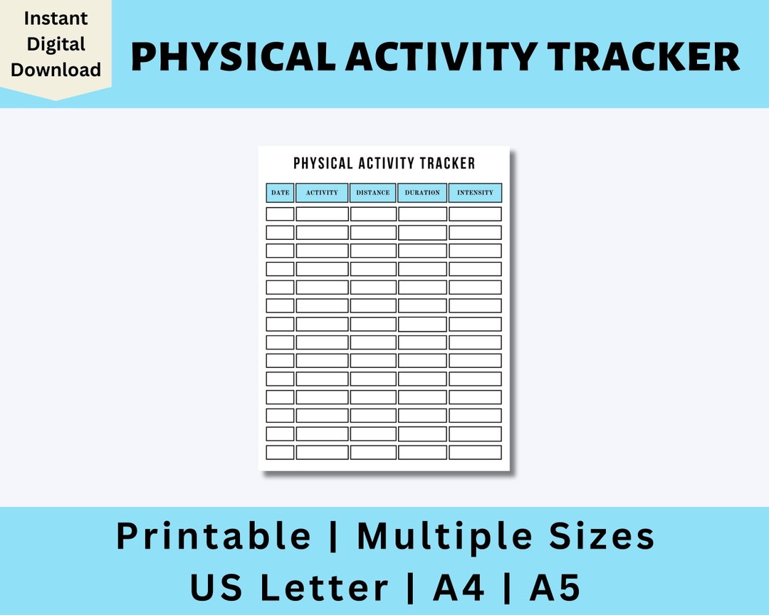 Physical Activity Tracker, Exercise Tracker, Workout Log Printable ...
