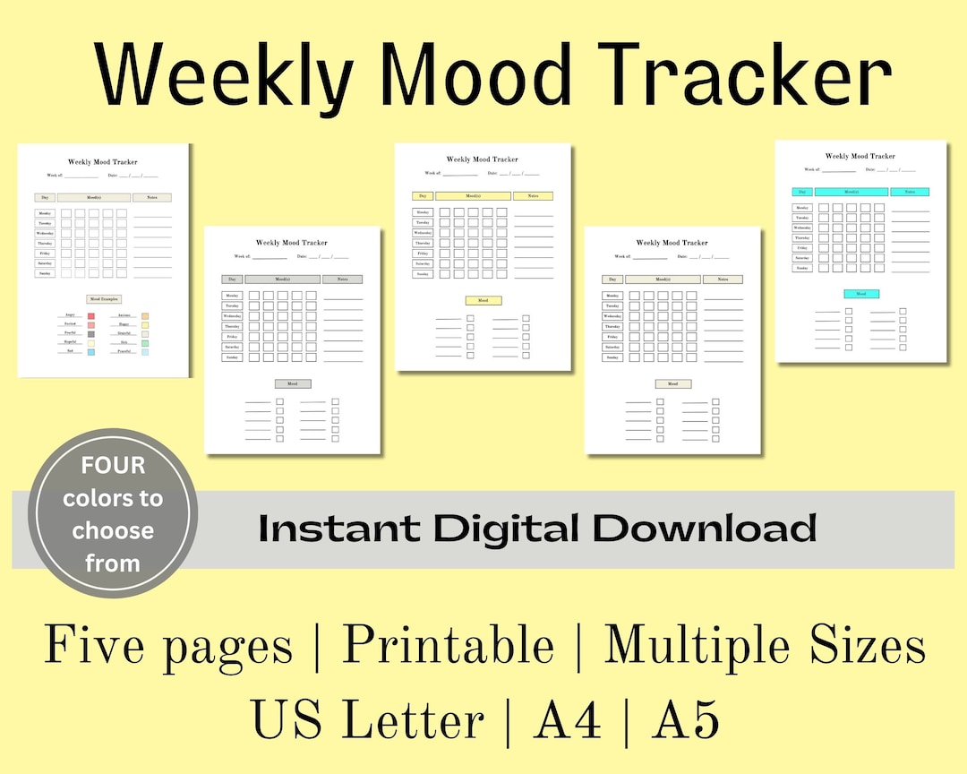Mood Tracker Printable, Mood Planner, Weekly Mood Tracker, Mood Log ...