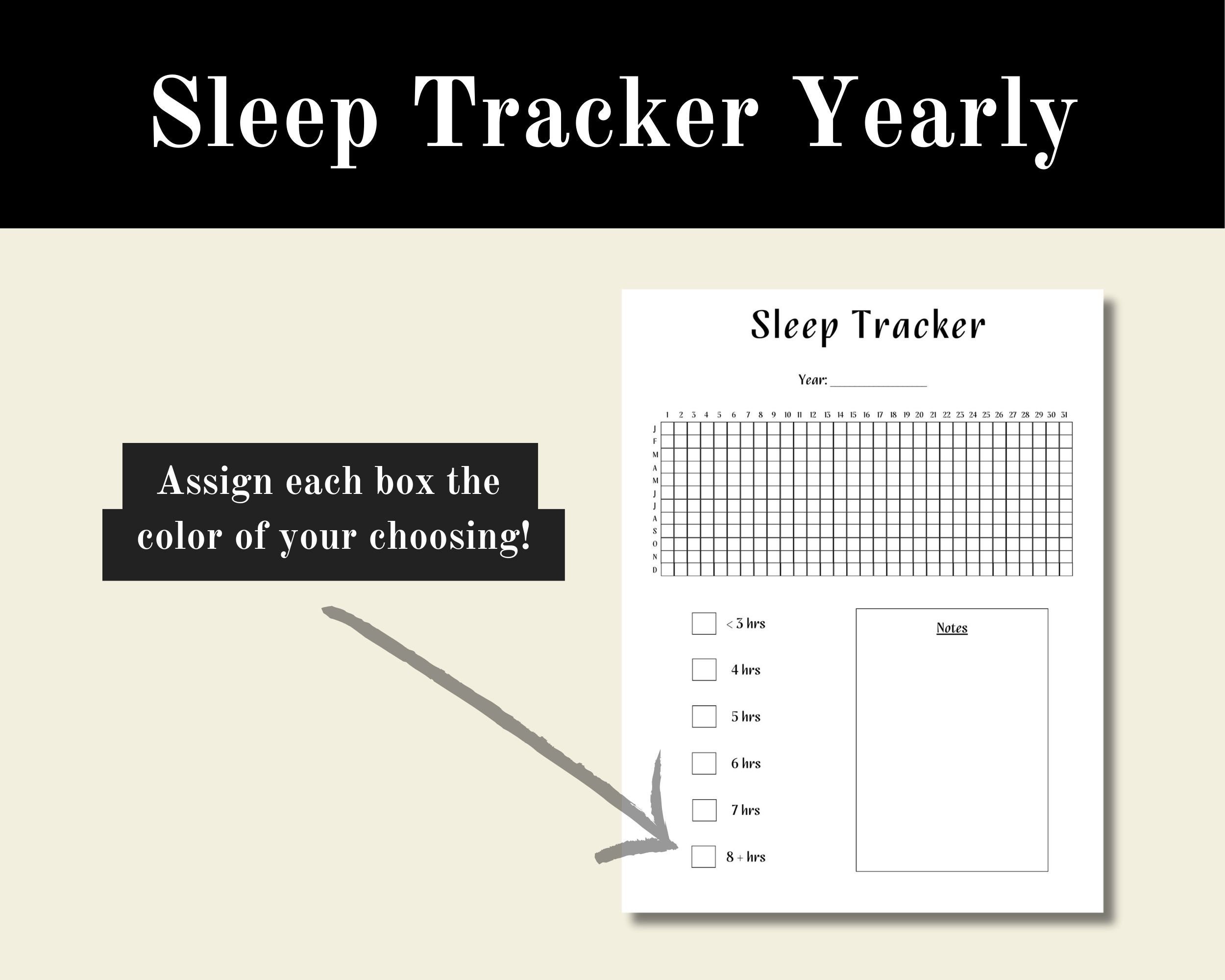 Sleep Tracker Yearly Blank Printable Log, Sleep Worksheet Journal ...