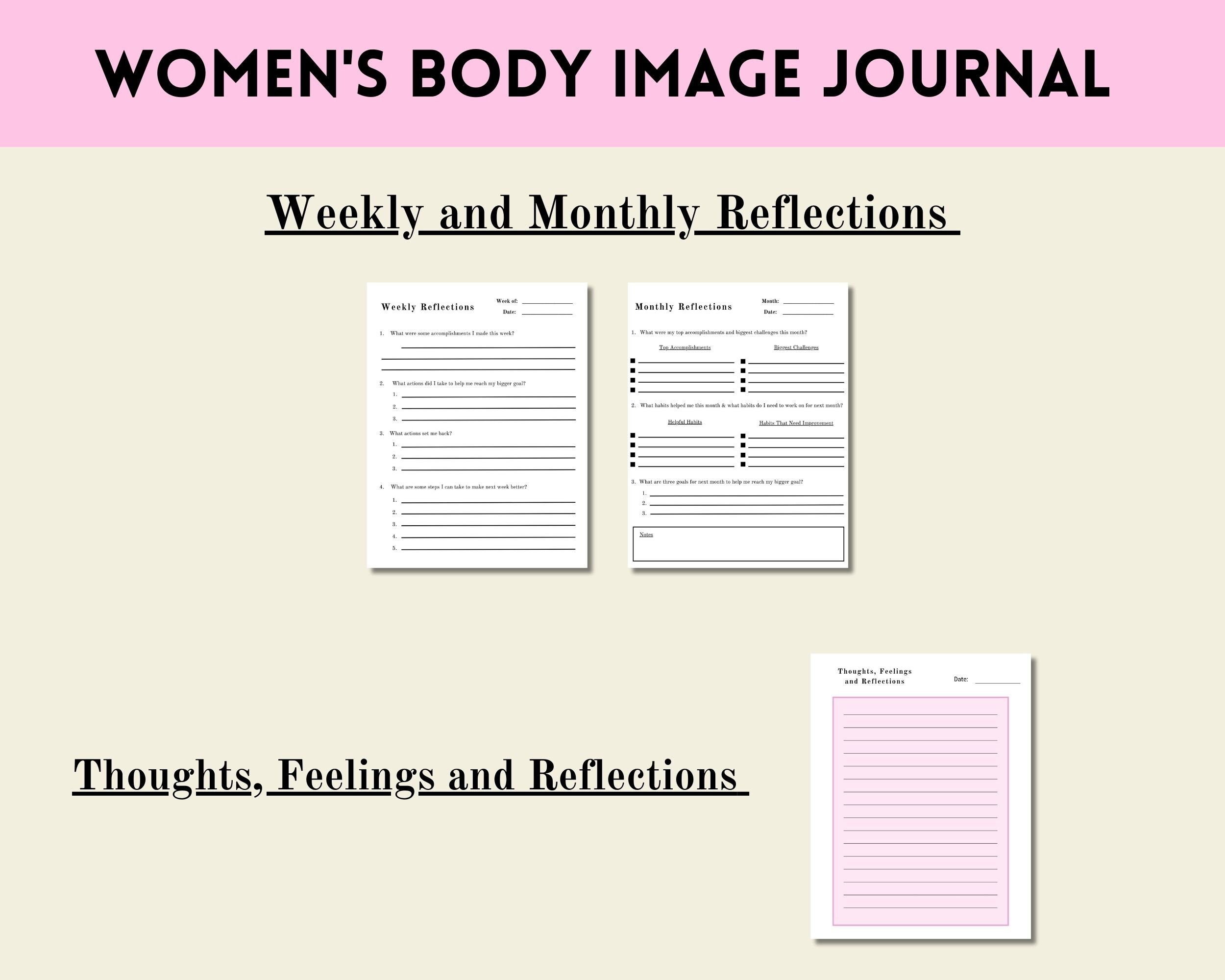 2024 Womens Body Image Journal, Body Image Journal, Body Measurement ...