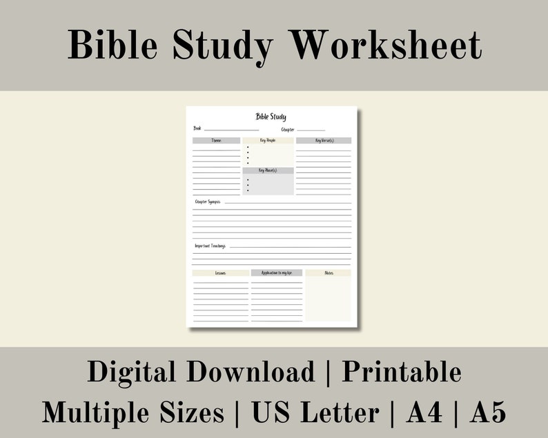 Bible Study Worksheet, Bible Study Printable, Digital Bible Study ...