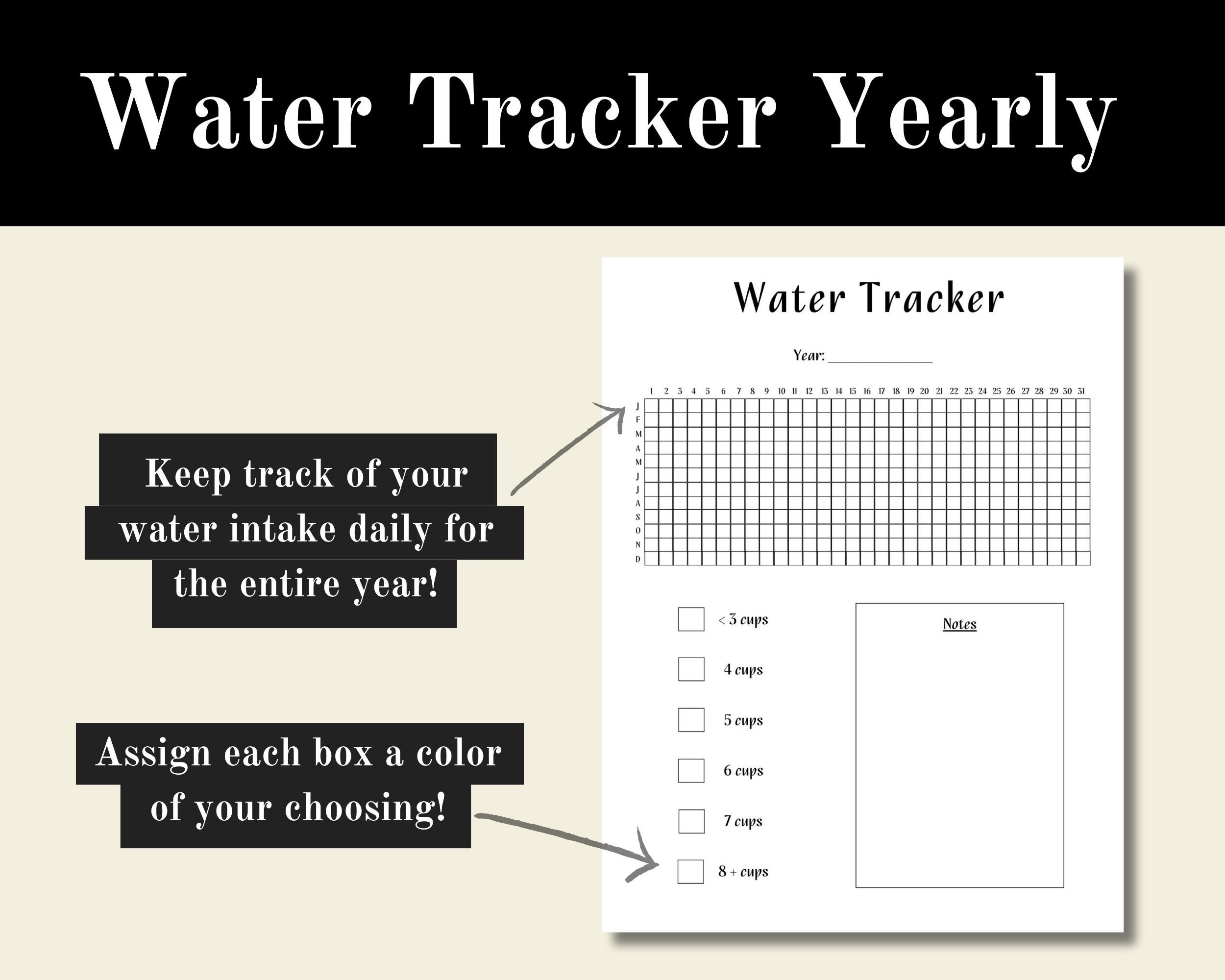 Water Tracker Printable Blank, Hydration Tracker, Habit Tracker, Water ...