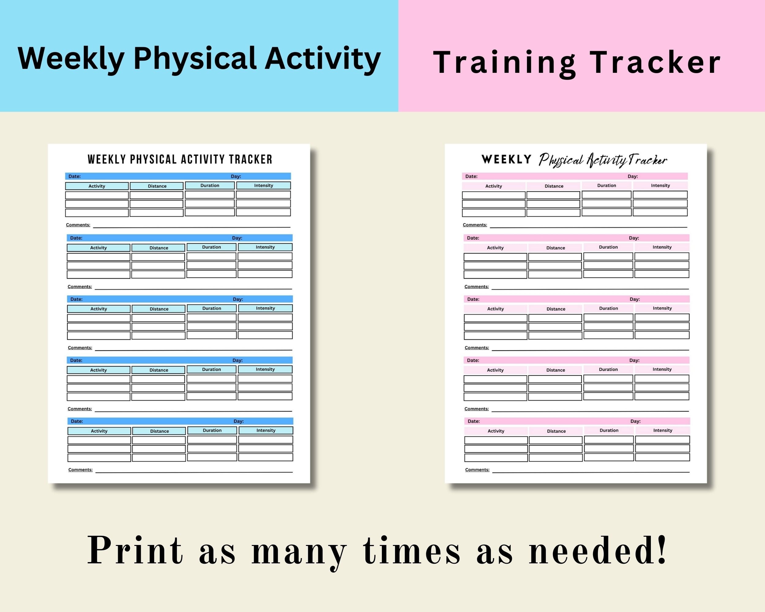 Weekly Physical Activity Tracker Printable, Physical Activity Log ...