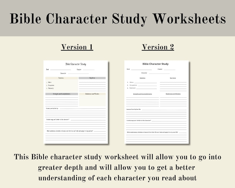 Bible Character Study Worksheet, Christian Bible Study, Digital Bible ...