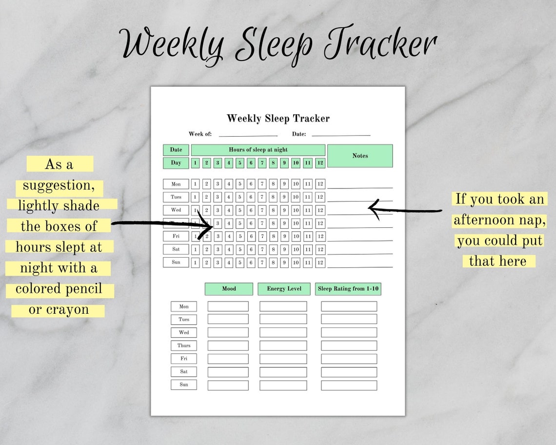 Sleep Tracker Printable, Printable Habit Tracker, Sleep Log, Weekly ...