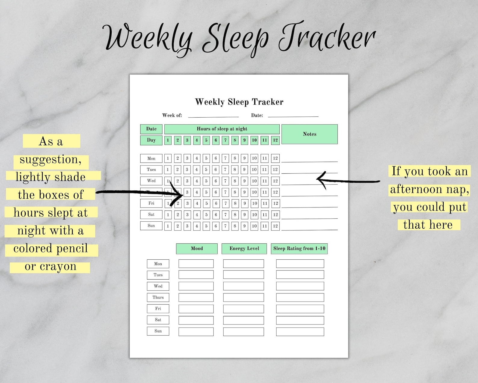 Sleep Tracker Printable, Printable Habit Tracker, Sleep Log, Weekly ...