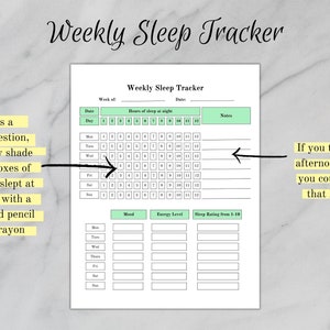 Sleep Tracker Printable, Printable Habit Tracker, Sleep Log, Weekly ...
