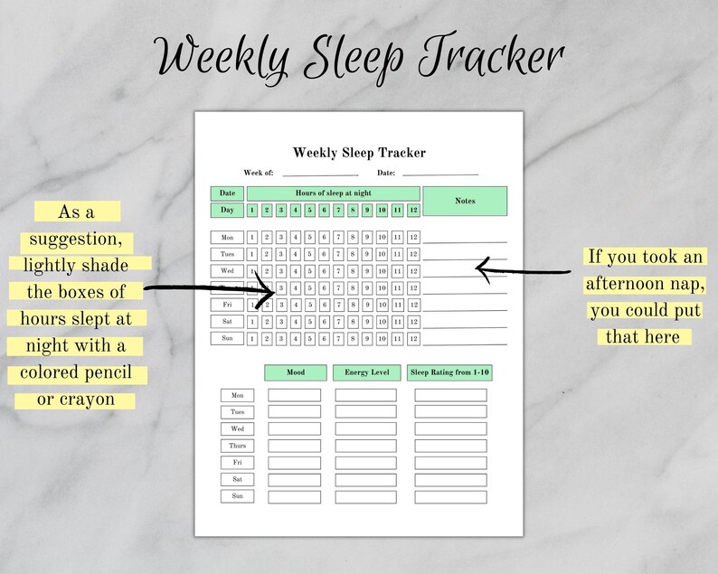 Sleep Tracker Printable, Printable Habit Tracker, Sleep Log, Weekly ...