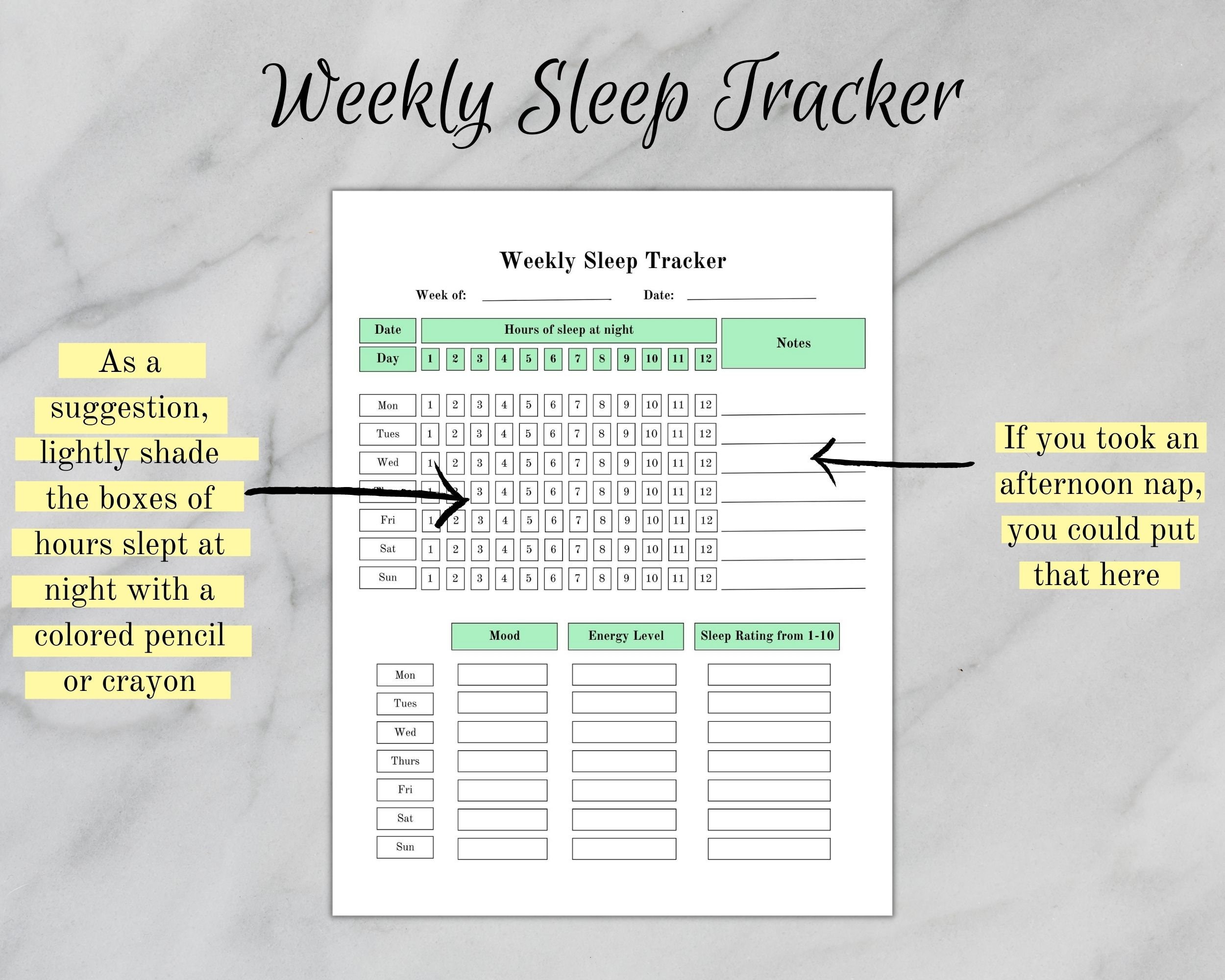Sleep Tracker Printable, Printable Habit Tracker, Sleep Log, Weekly ...