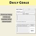 Daily Goals Printable, Daily Goal Sheet, Goal Setting Printable, Goal ...