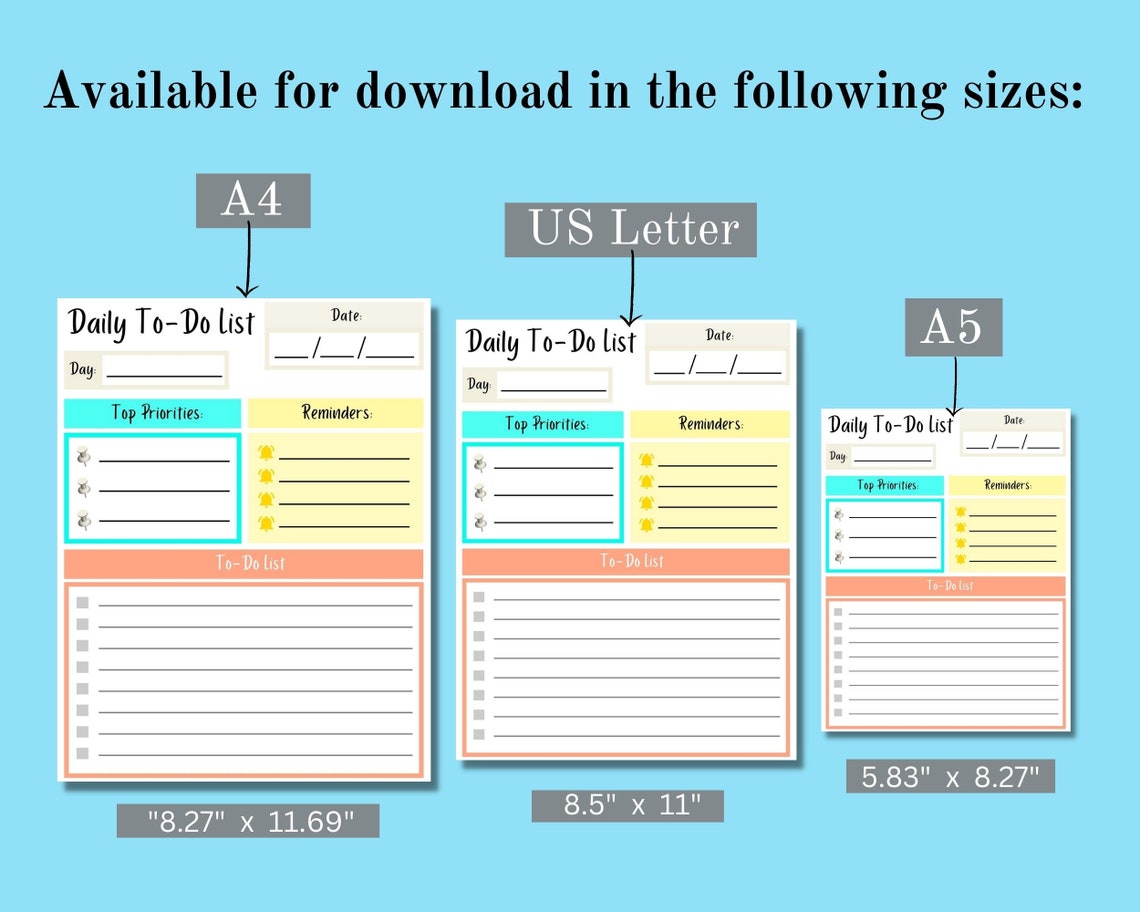 Daily to Do List Printable, to Do List Digital, Printable Task List ...