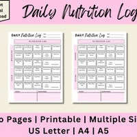 Daily Food Log, Printable Daily Food Log, Meal Tracker, Food Tracker ...