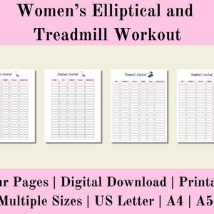 Womens Elliptical and Treadmill Workout, Elliptical Log, Treadmill Log ...