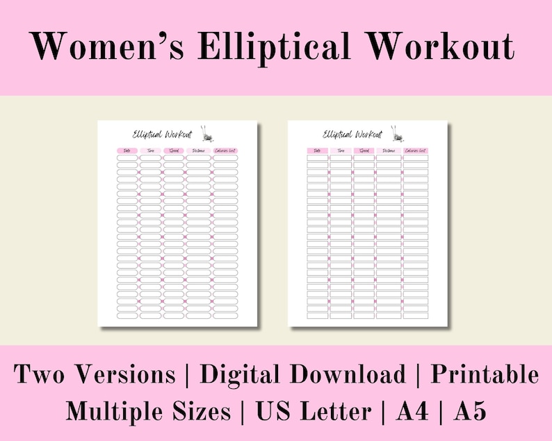 Elliptical Workout, Elliptical Log, Elliptical Tracker, Fitness Tracker ...