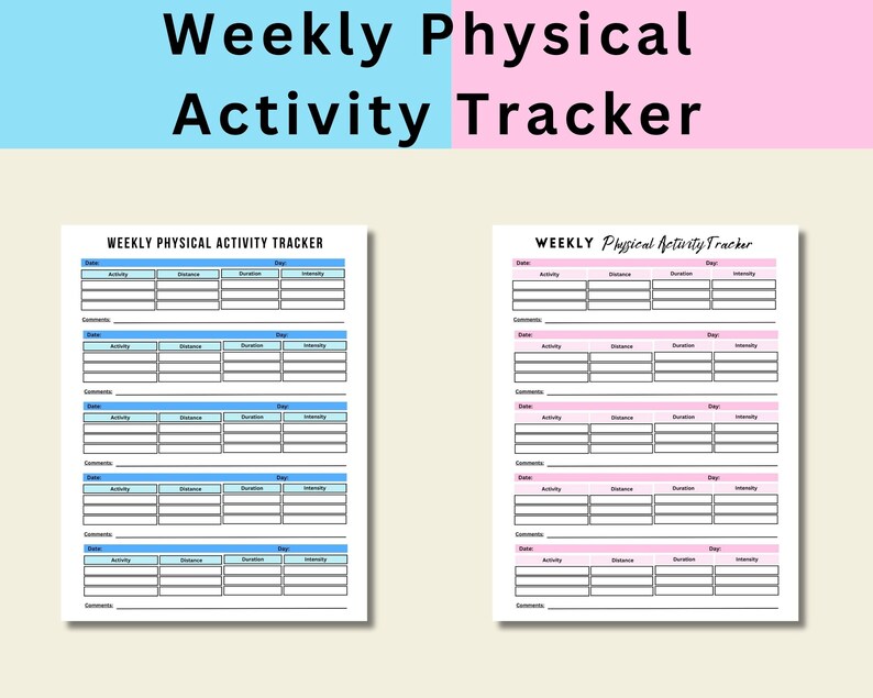 Weekly Fitness Tracker, Strength Training Tracker, Flexibility Training ...