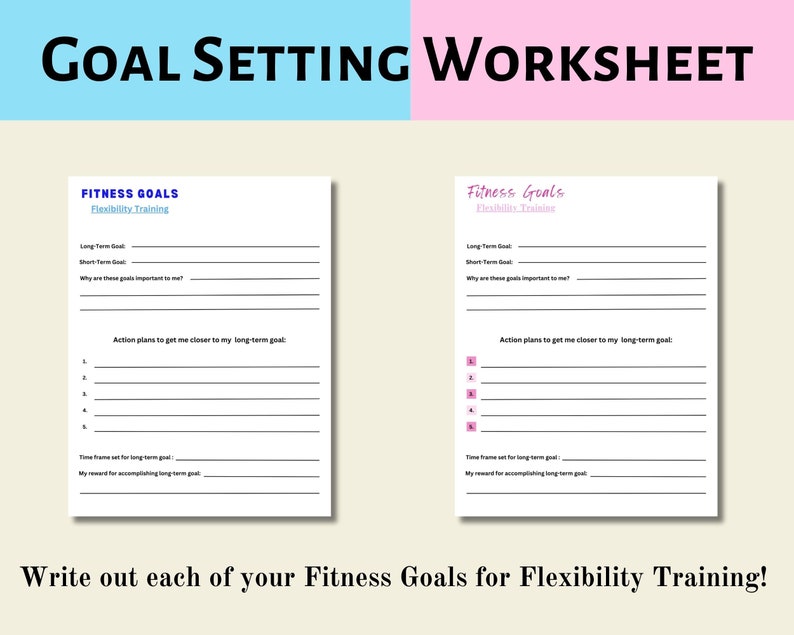 Weekly Flexibility Training Tracker Printable, Goal Setting Worksheet ...