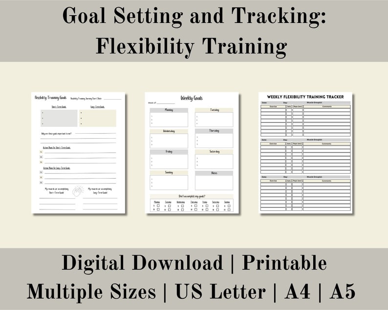 Goal Setting and Tracking Flexibility Training Tracker Goal - Etsy