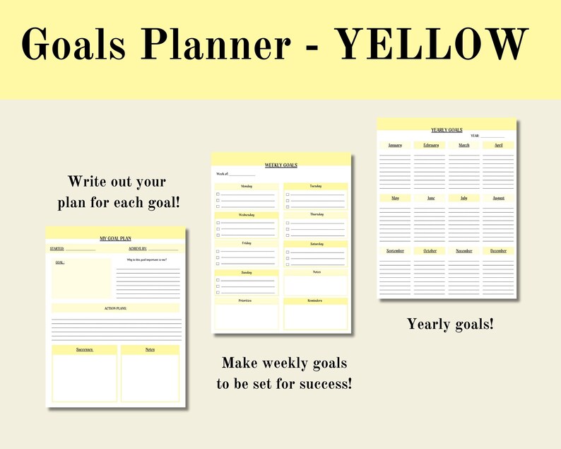 Goals Planner, Vision Board, Habit Tracker, Printable Digital Goal ...