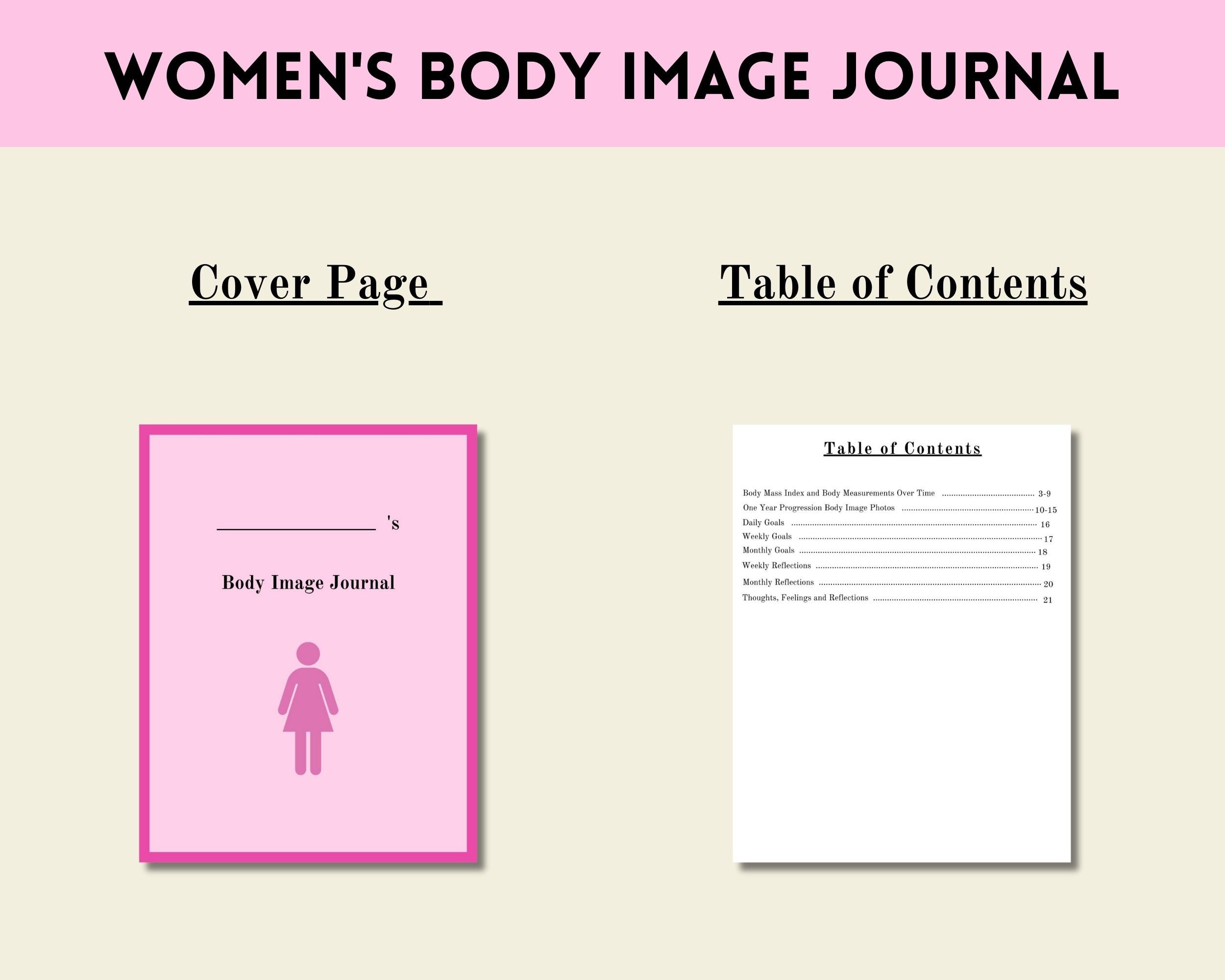 2024 Womens Body Image Journal, Body Image Journal, Body Measurement ...