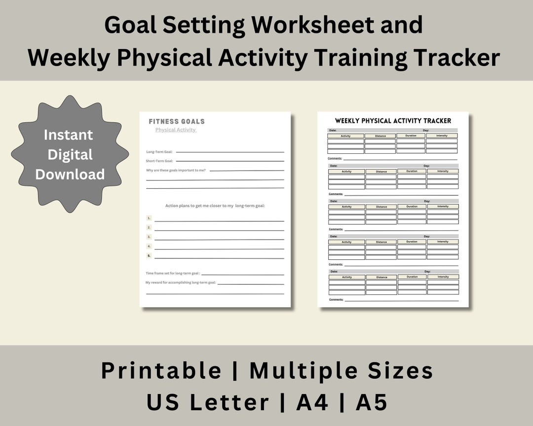 Goal Setting Worksheet, Weekly Physical Activity Training Tracker ...