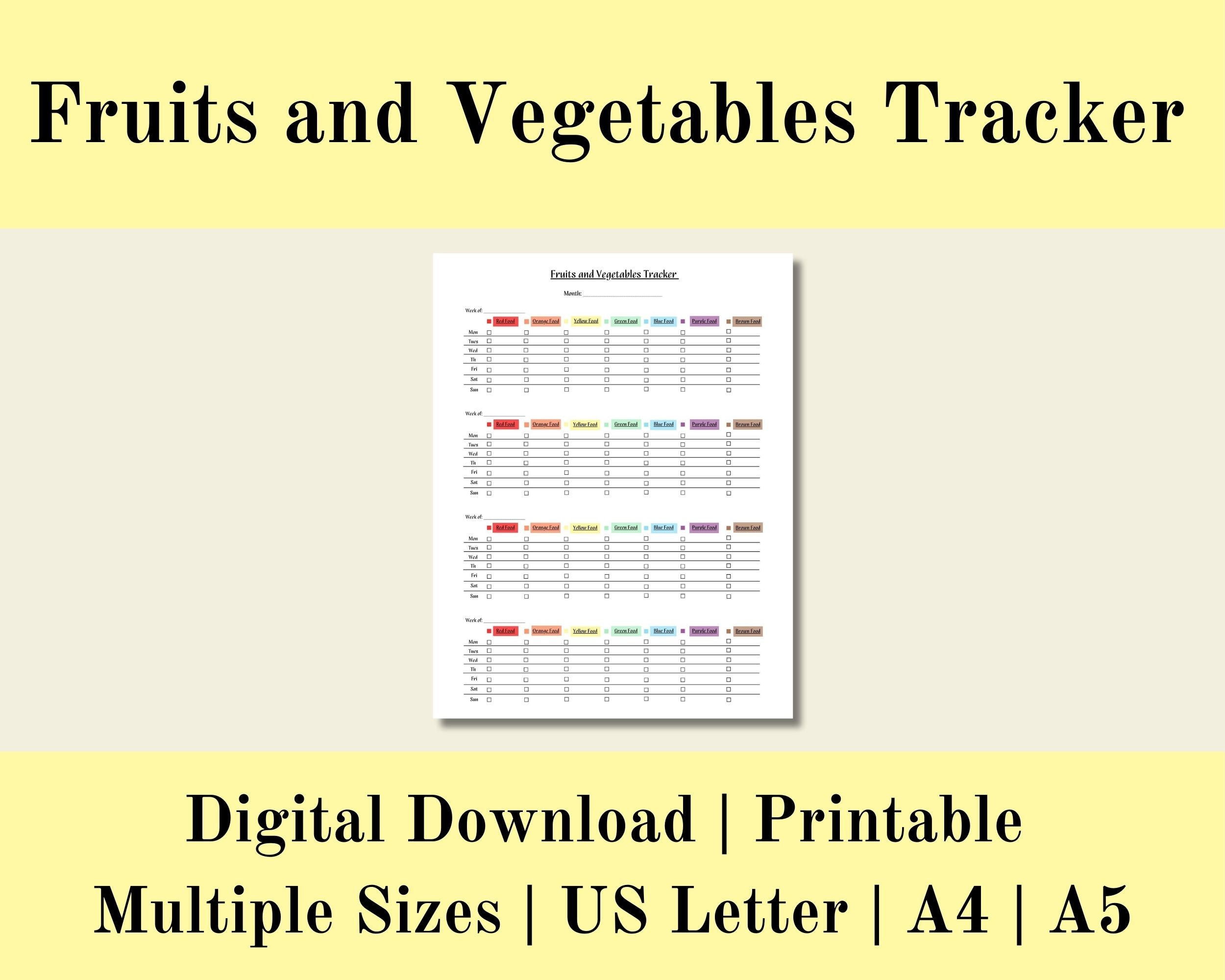 Monthly Fruits and Vegetables Tracker Digital Printable, Rainbow Food ...