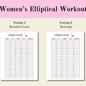 Womens Elliptical and Treadmill Workout, Elliptical Log, Treadmill Log ...