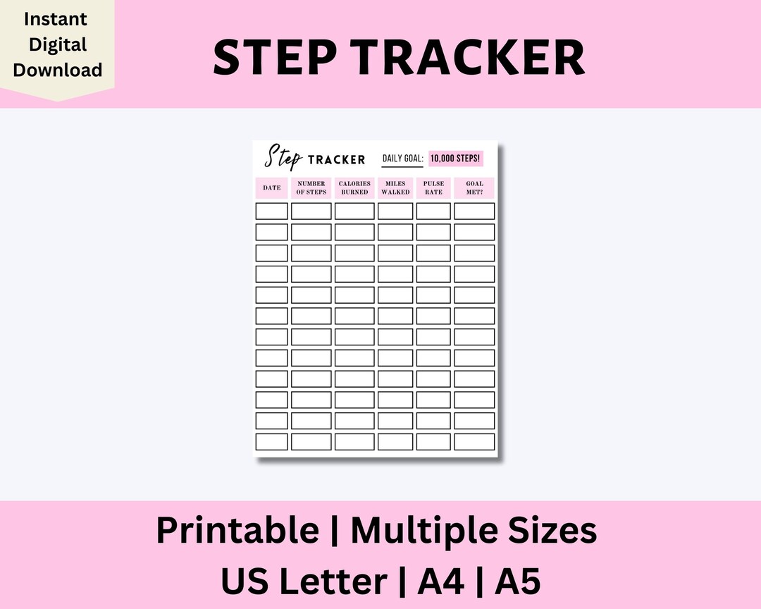 Step Tracker Printable, Daily Step Log, Weekly Step Tracker, Workout ...