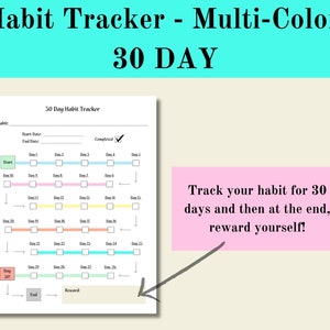 30 Day Habit Tracker Multi Color Printable, Weekly Tracker Digital ...