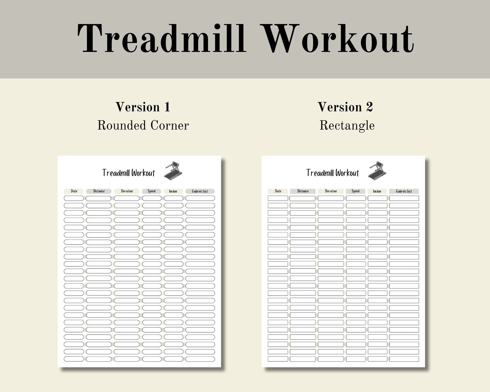 Elliptical and Treadmill Workout, Elliptical Log, Treadmill Log ...