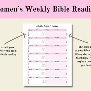 Weekly Bible Reading, Bible Reading Tracker, Printable Weekly Bible ...