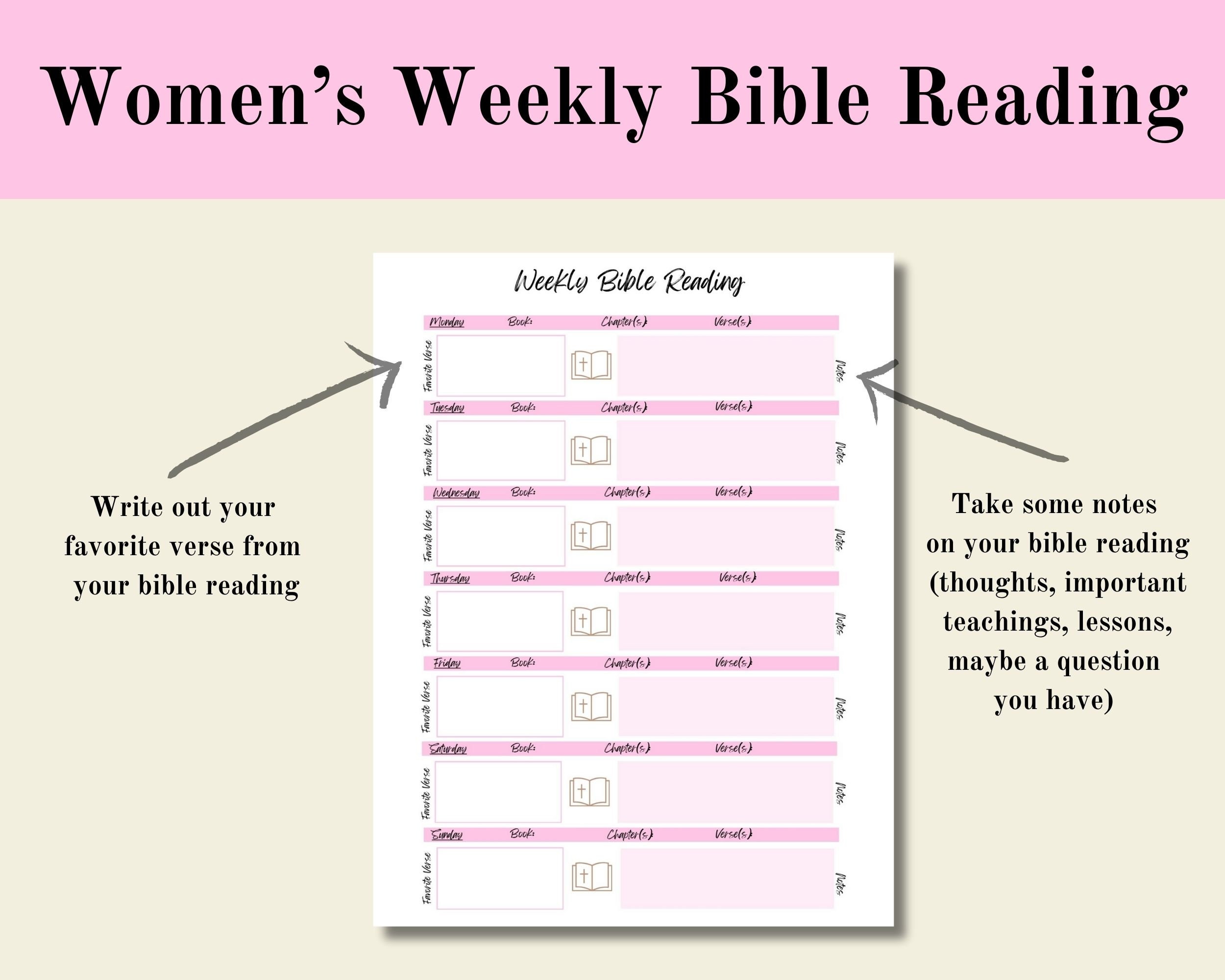 Weekly Bible Reading, Bible Reading Tracker, Printable Weekly Bible ...