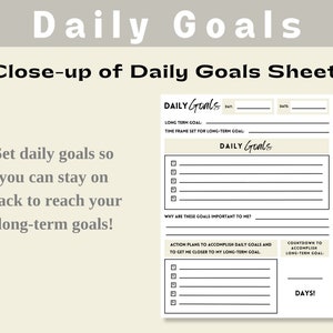 Daily Goal Sheet, Daily Goals Printable, Goal Planning, Goal Setting ...