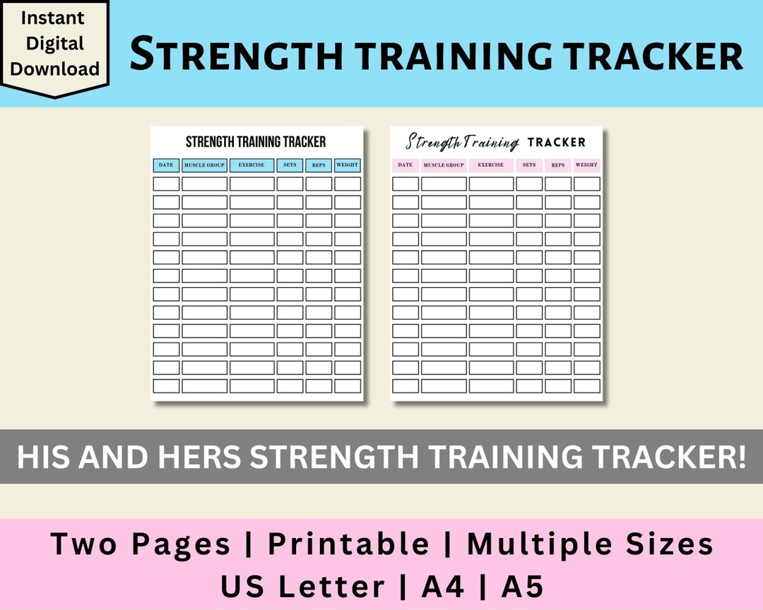 Strength Training Tracker Printable, Workout Tracker, Weight Lifting ...