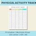 Physical Activity Tracker Printable, Physical Activity Log, Exercise ...