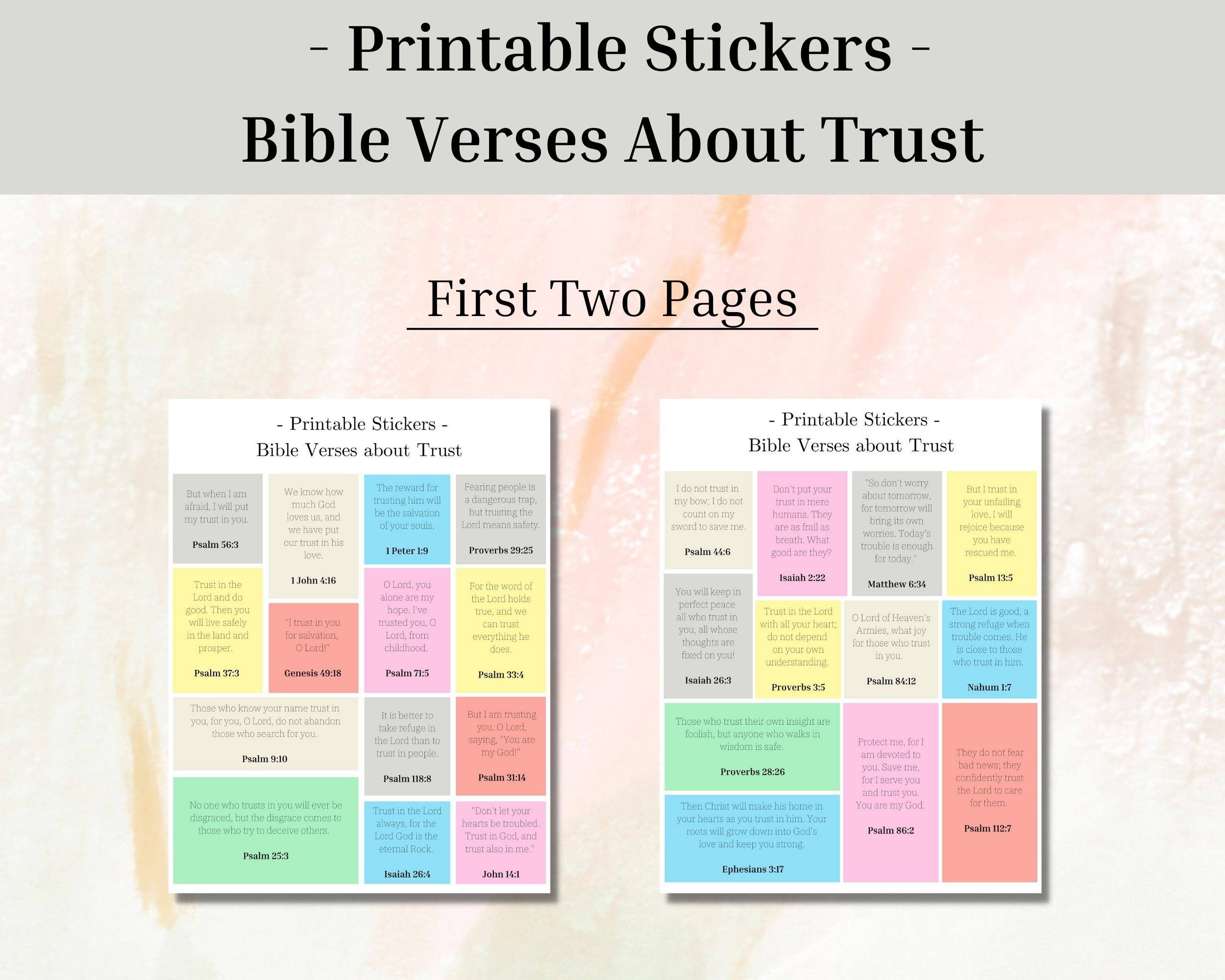 Printable Bible Verse Trust Stickers, Christian Digital Stickers for ...