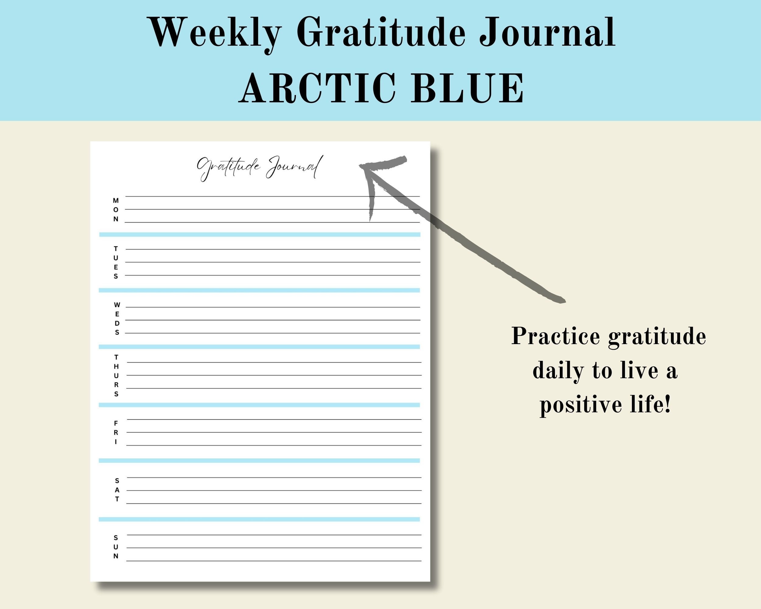 Blue Weekly Gratitude Journal Printable, Blue Daily Gratitude Journal ...