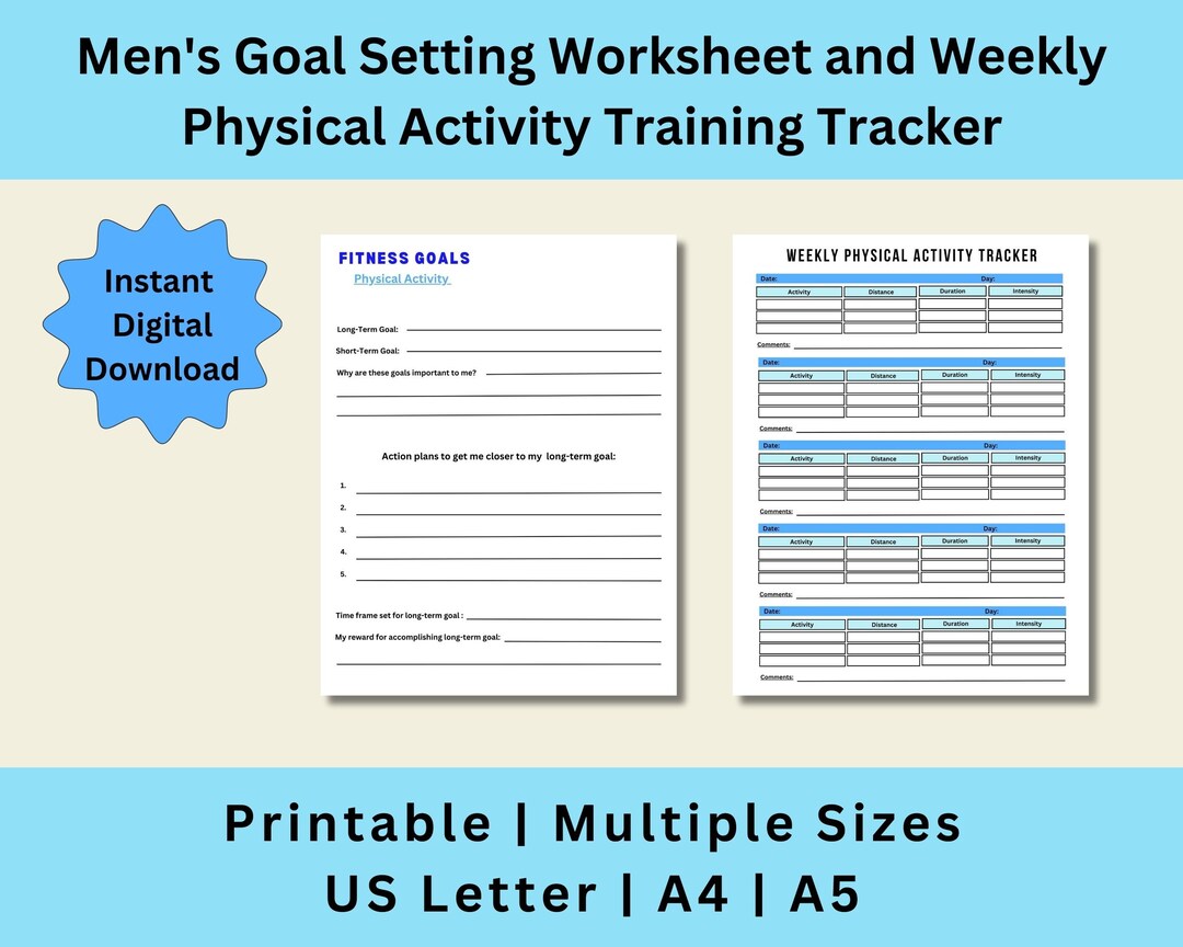Weekly Physical Activity Training Tracker Printable, Goal Setting ...