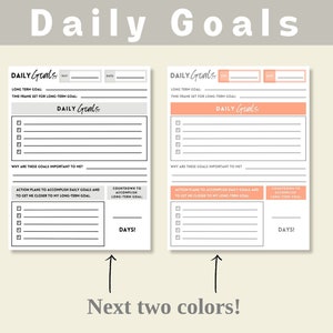Daily Goal Sheet, Daily Goals Printable, Goal Planning, Goal Setting ...