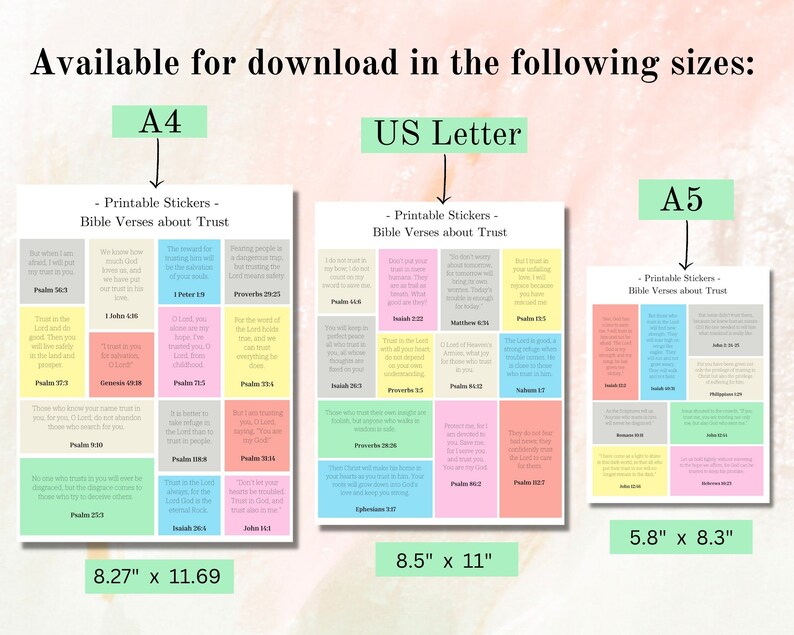 Printable Bible Verse Trust Stickers, Christian Digital Stickers for ...