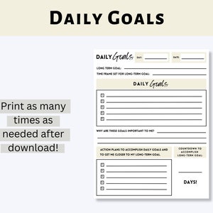 Daily Goal Sheet, Daily Goals Printable, Goal Planning, Goal Setting ...