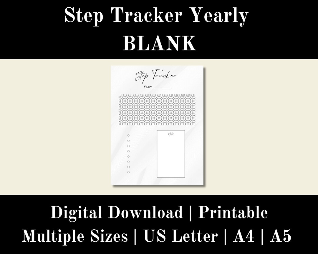 Yearly Step Tracker Blank Printable, Step Worksheet Journal Digital ...
