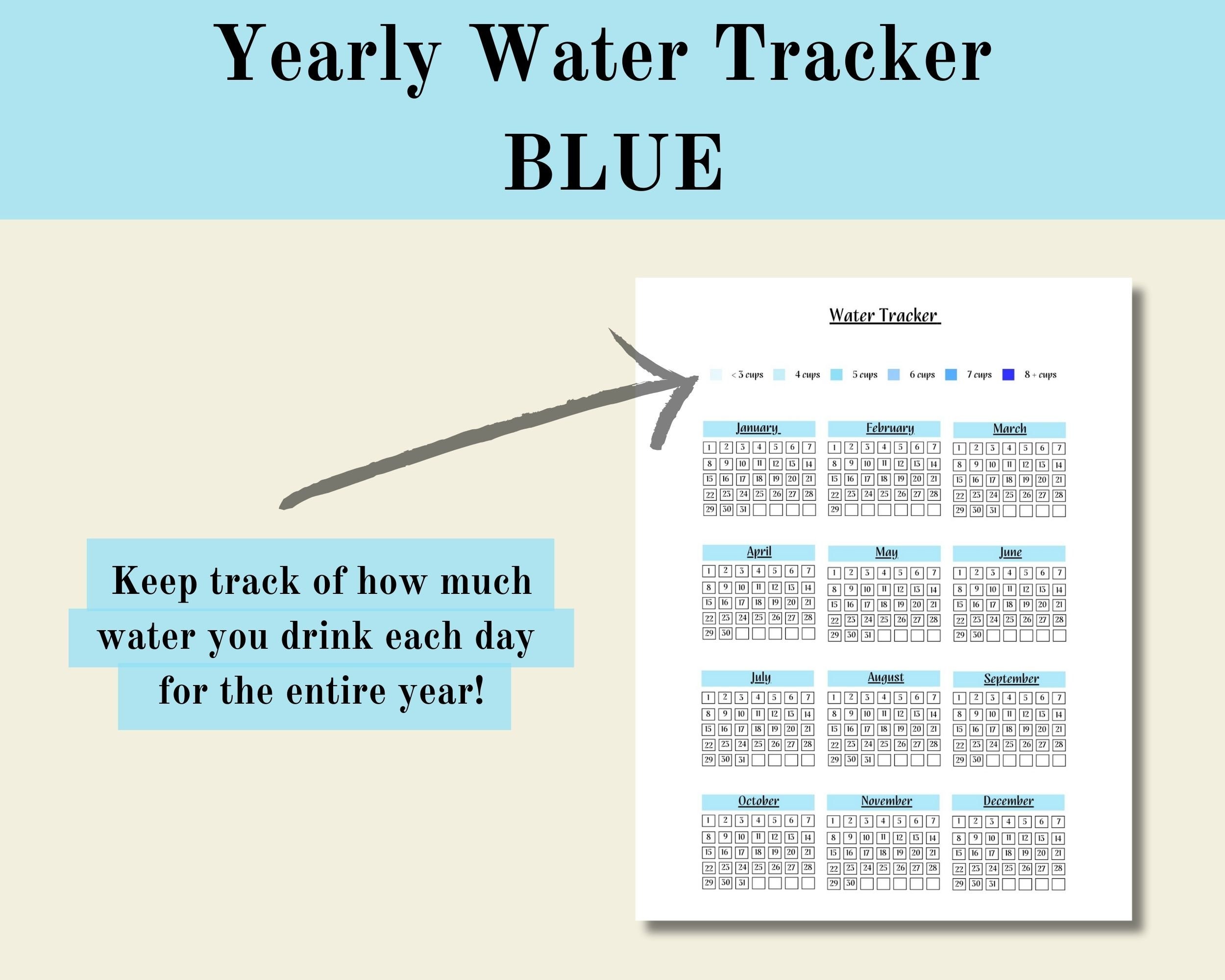 Blue Water Tracker Printable, Hydration Tracker, Habit Tracker, Water ...